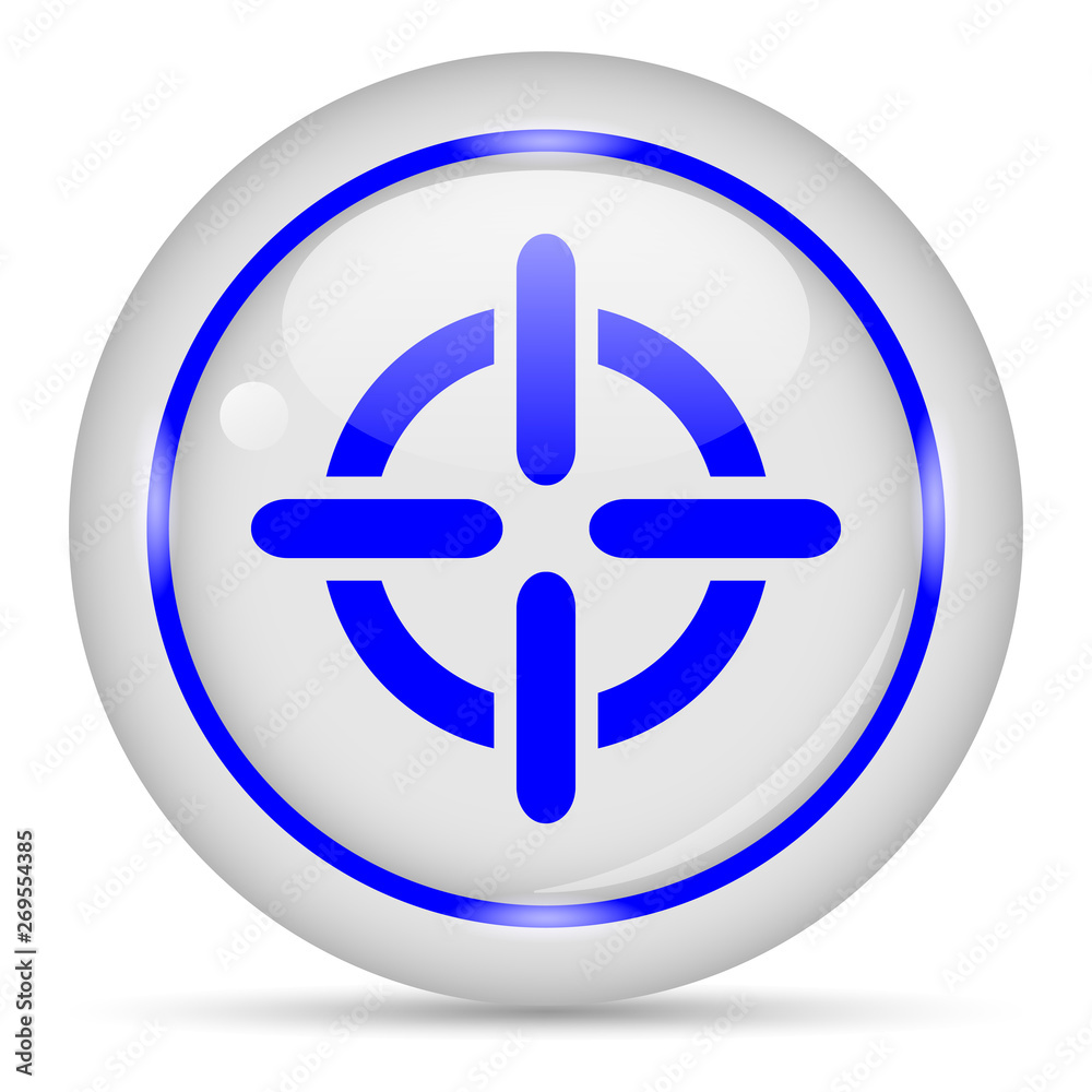 Crosshair icon. White glossy round vector icon in eps 10. Editable ...