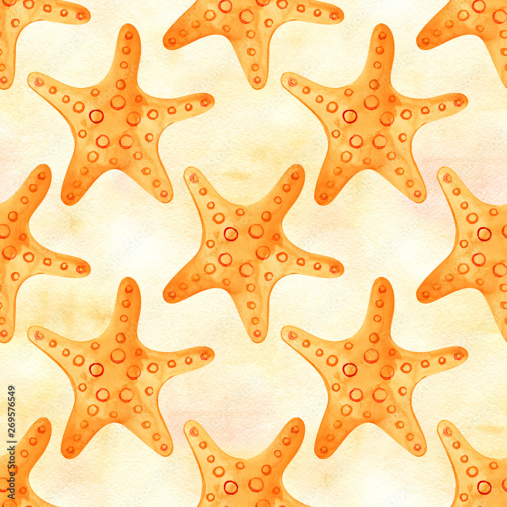 Seamless pattern with underwater life objects. Marine design-shell, sea ...