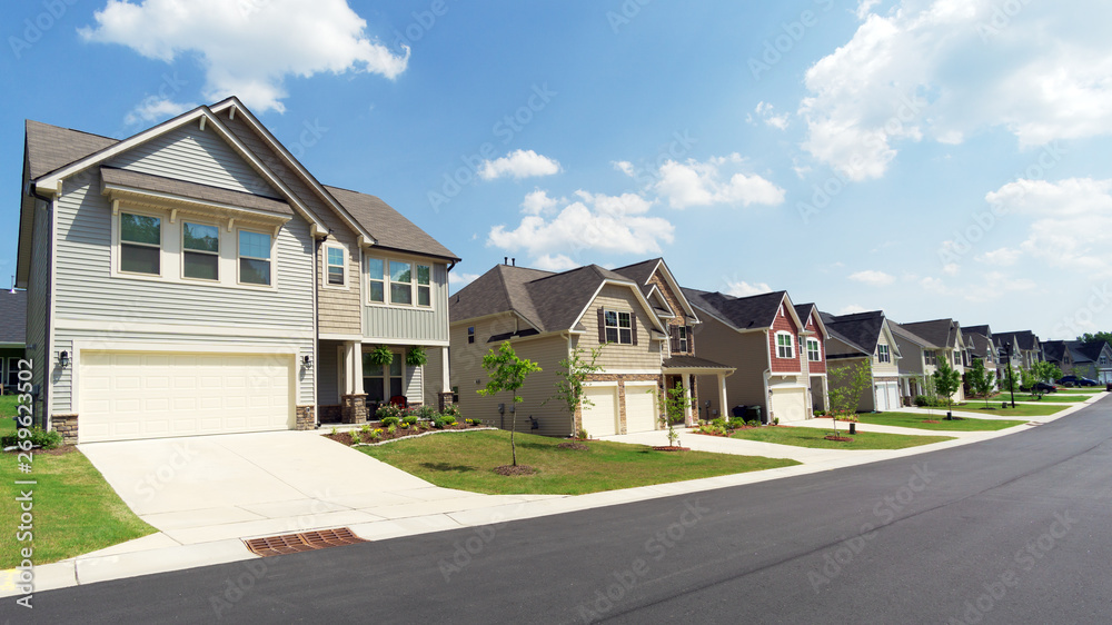 Street of suburban homes Stock Photo | Adobe Stock