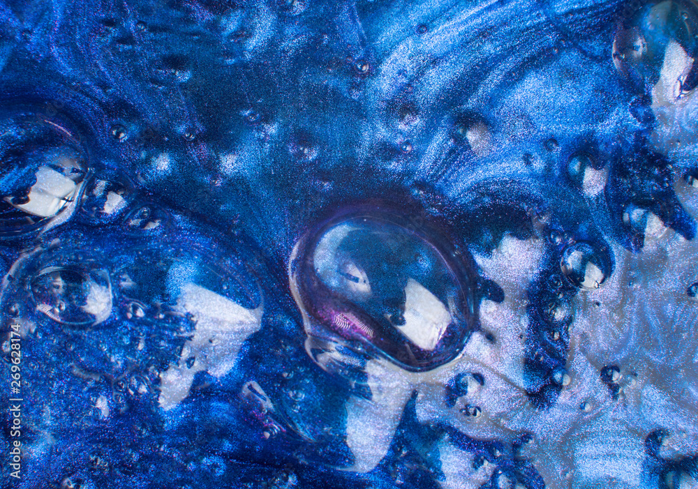 Blue background slime with air bubbles inside Stock Photo | Adobe Stock