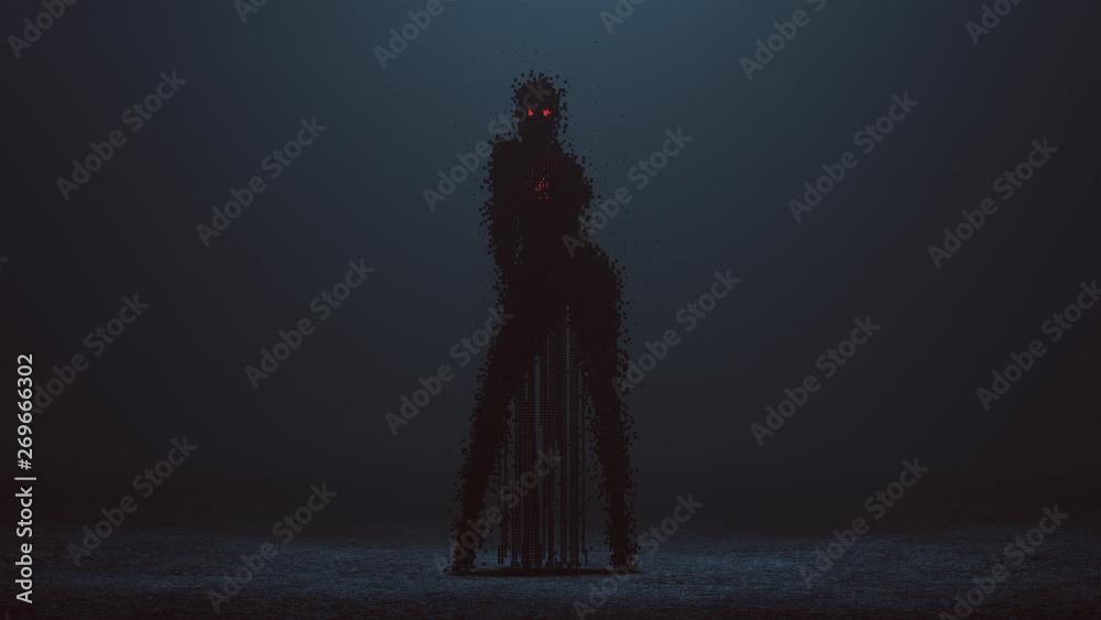 Futuristic Cyber Punk Demon Digital Virus with Hip Out Formed out of ...
