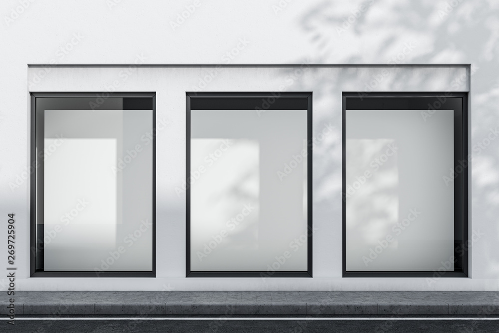 White building exterior with mock up posters Stock Photo | Adobe Stock
