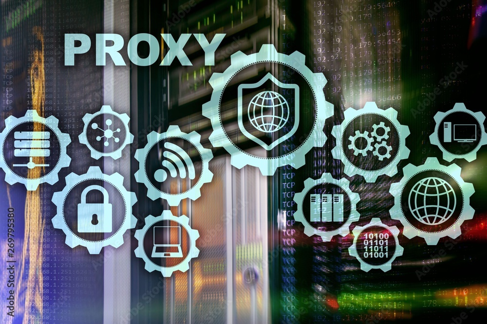 Proxy server. Cyber security. Concept of network security on virtual ...