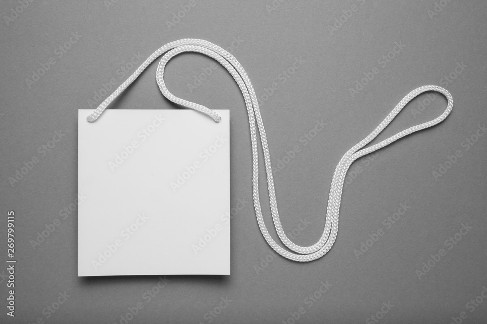Name tag badge, isolated convention card blank on grey background ...