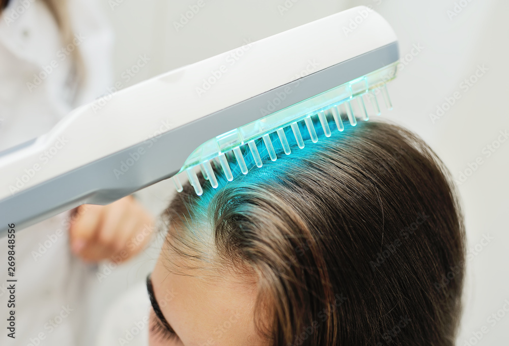 treatment of scalp and hair structure study. Phototherapy, light ...