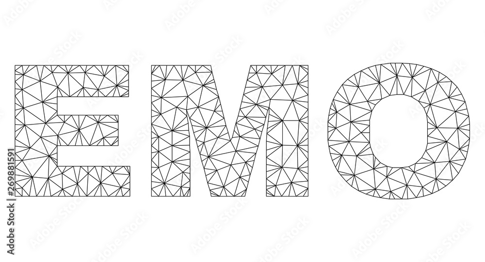 Mesh vector EMO text. Abstract lines and points are organized into EMO ...