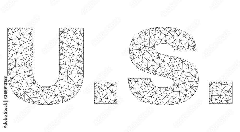 Mesh vector U.S. text label. Abstract lines and points are organized ...