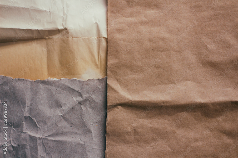 Set of old paper textures. Old crumpled background. Package process ...