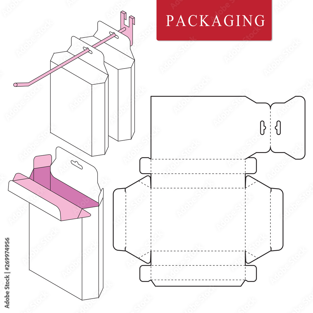Packaging for hang with hook.Vector Illustration of packaging.Isolated ...
