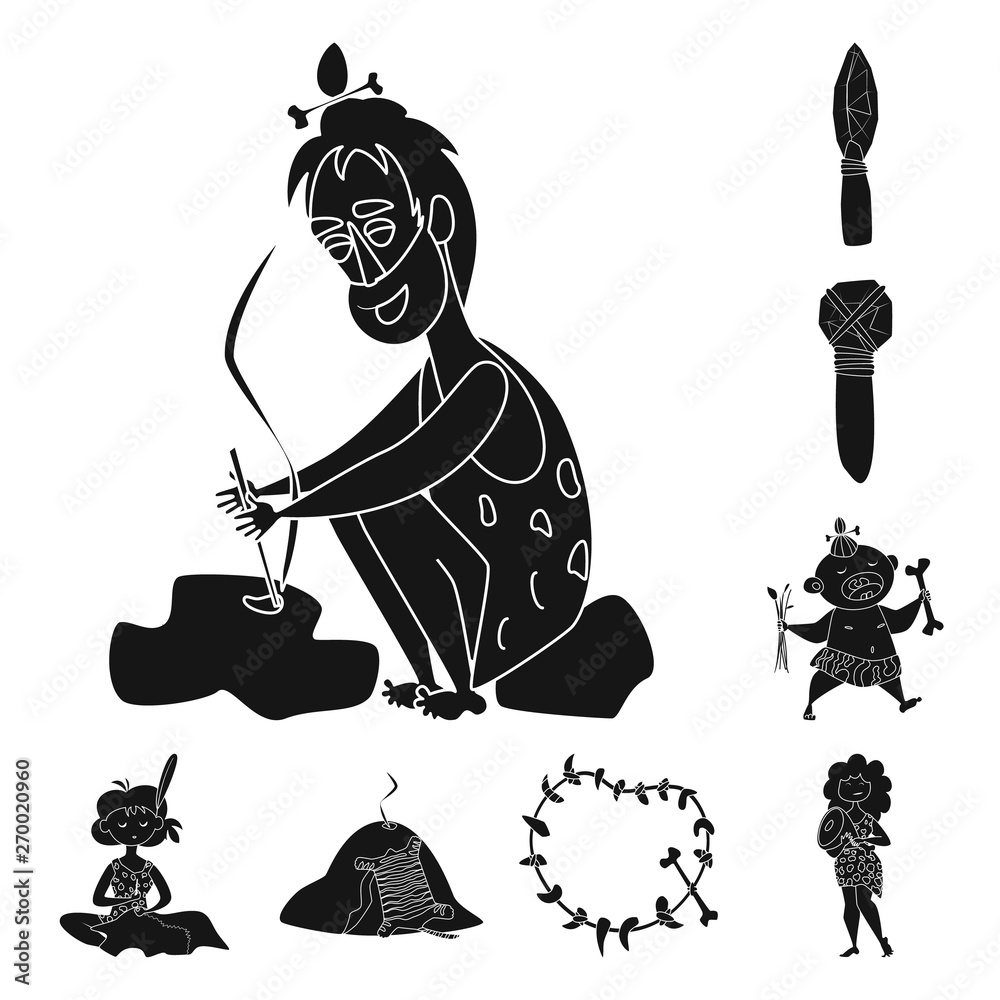 Vector design of sapiens and development icon. Set of sapiens and age ...