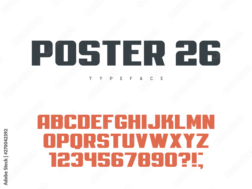 Latin uppercase alphabet letters and numbers. Retro poster font. Vector ...