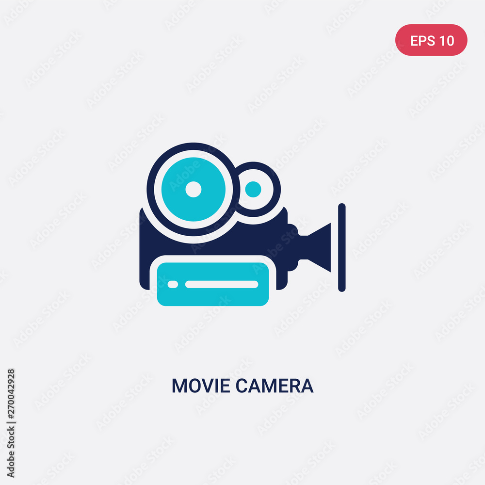 two color movie camera vector icon from cinema concept. isolated blue ...