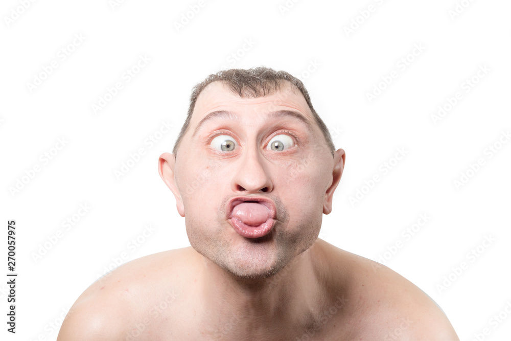 a stupid man's face, the correction in photoshop Stock Photo | Adobe Stock