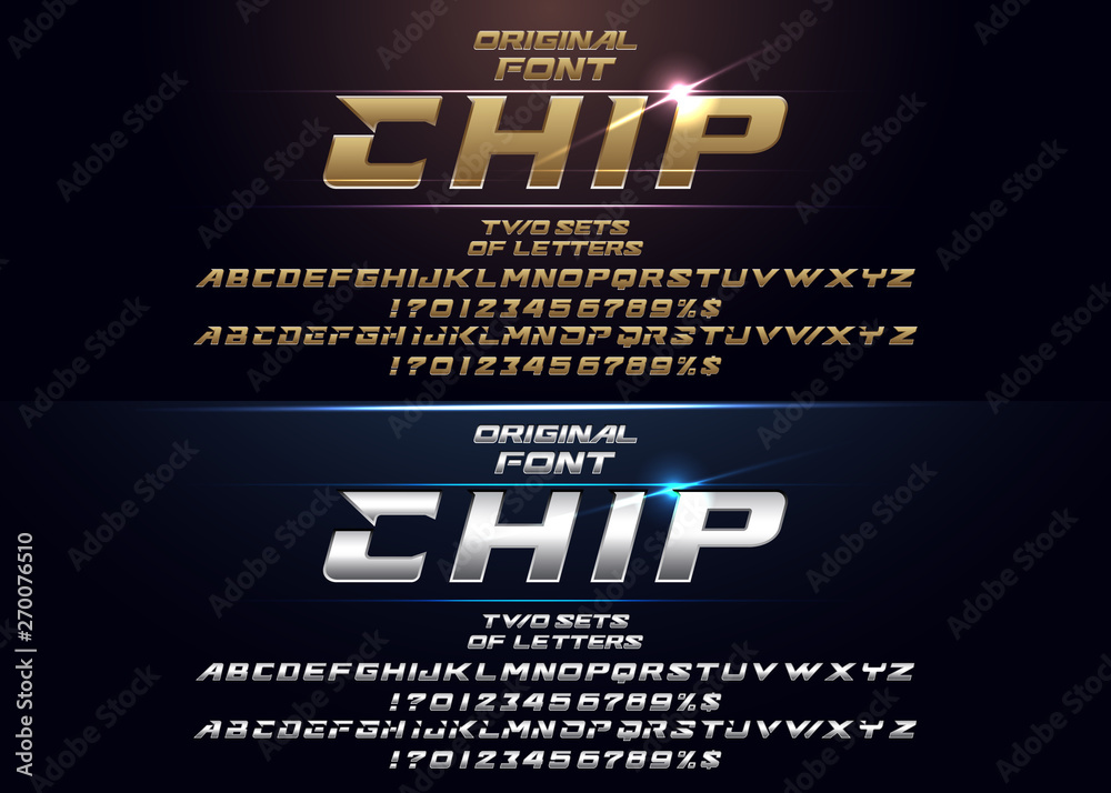 "Chip" Futuristic vector Font design. Stock Vector | Adobe Stock