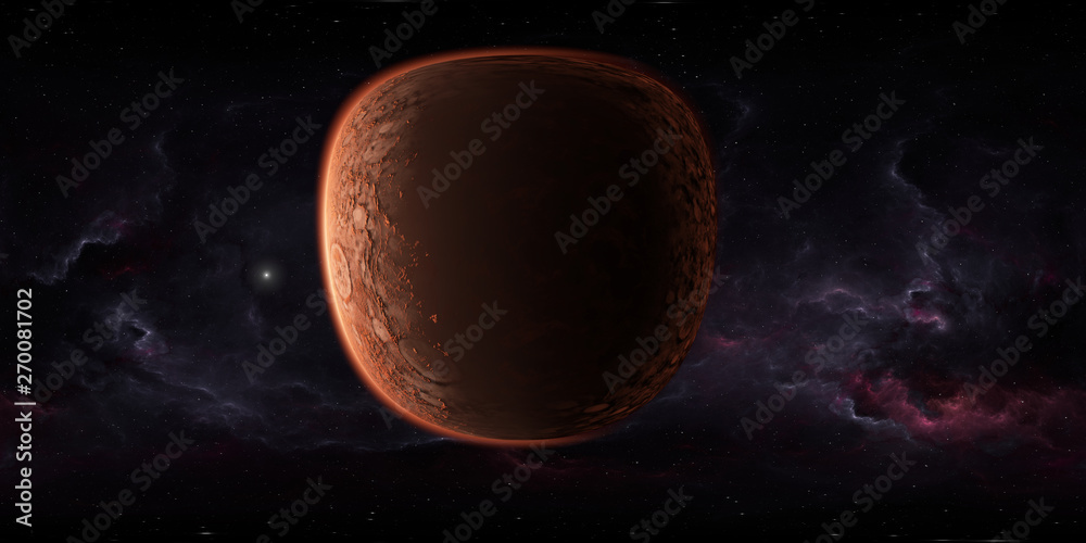 360 degree outer space panorama with planet Mars, environment HDRI map ...