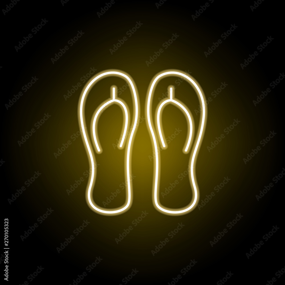 flip flops icon in neon style. Signs and symbols can be used for web ...