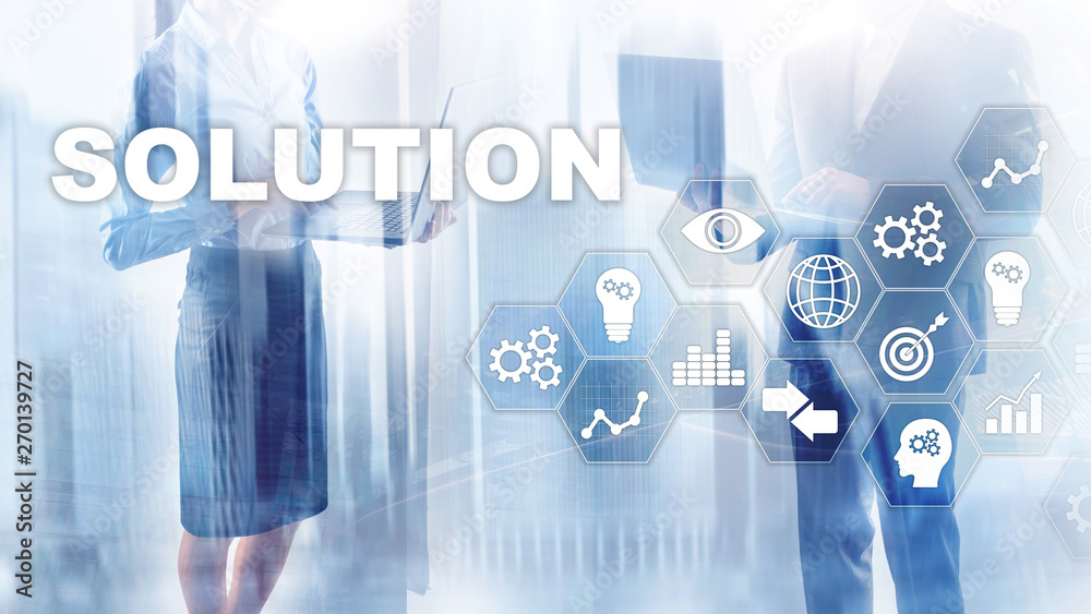 Business solutions, success and strategy concept. Structuring virtual ...