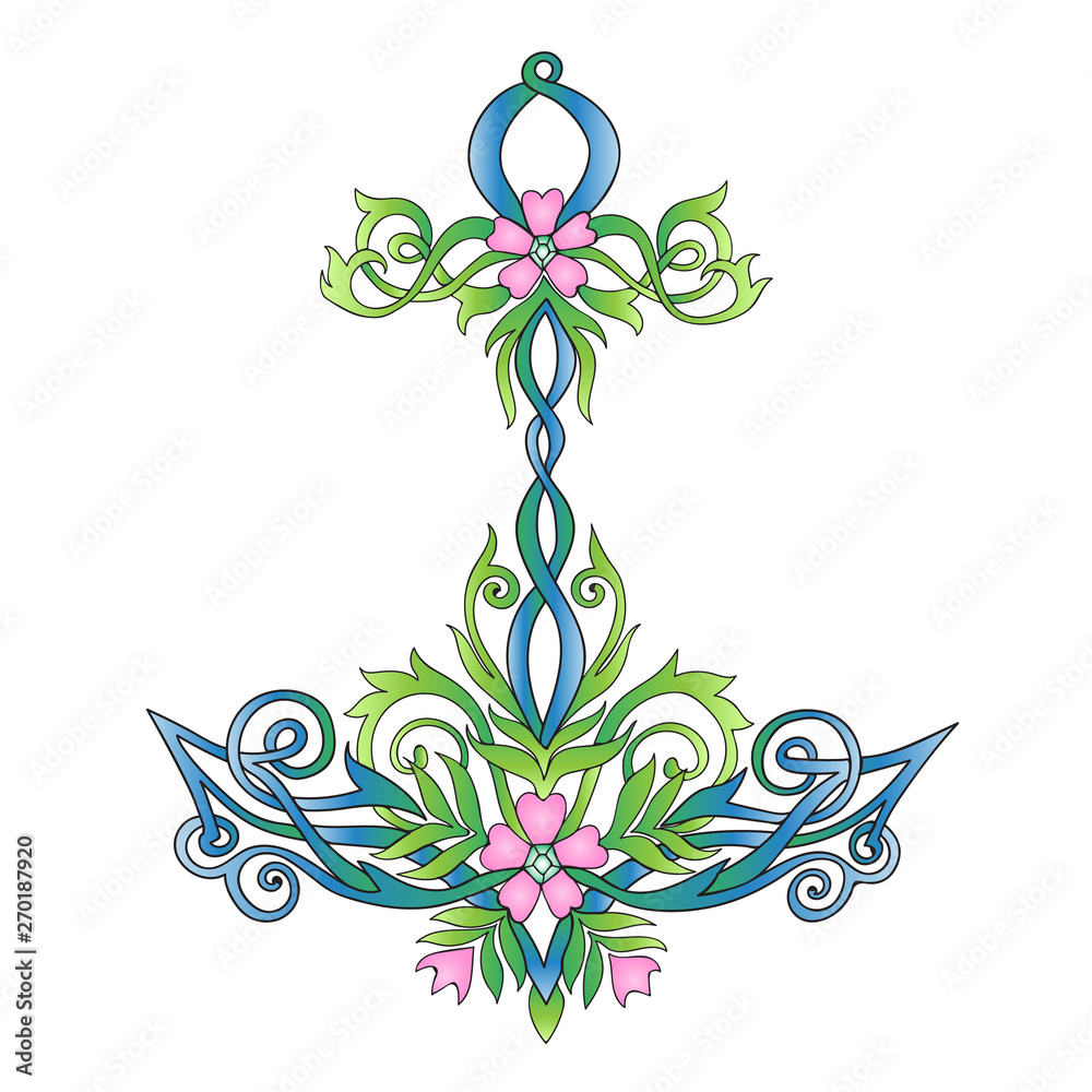 Stylized anchor with patterns Stock Vector | Adobe Stock