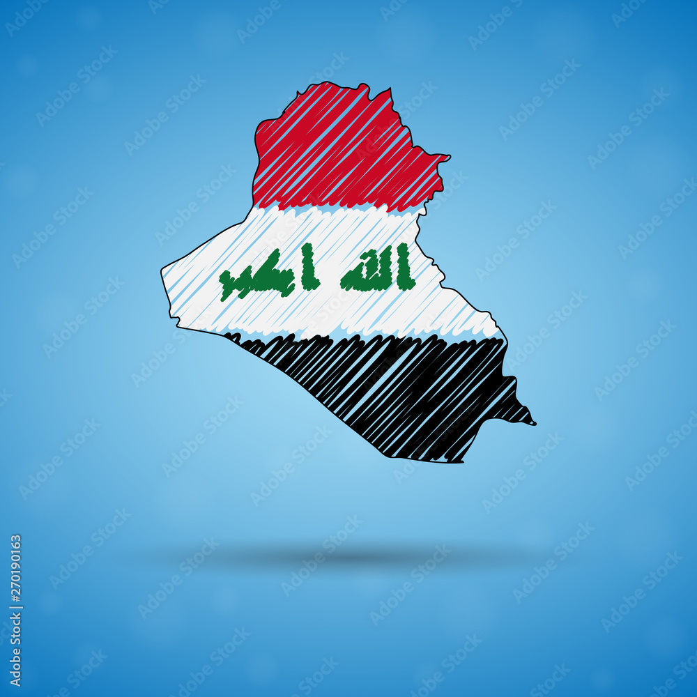 Vector de Stock Scribble map of Iraq. Sketch Country map for ...