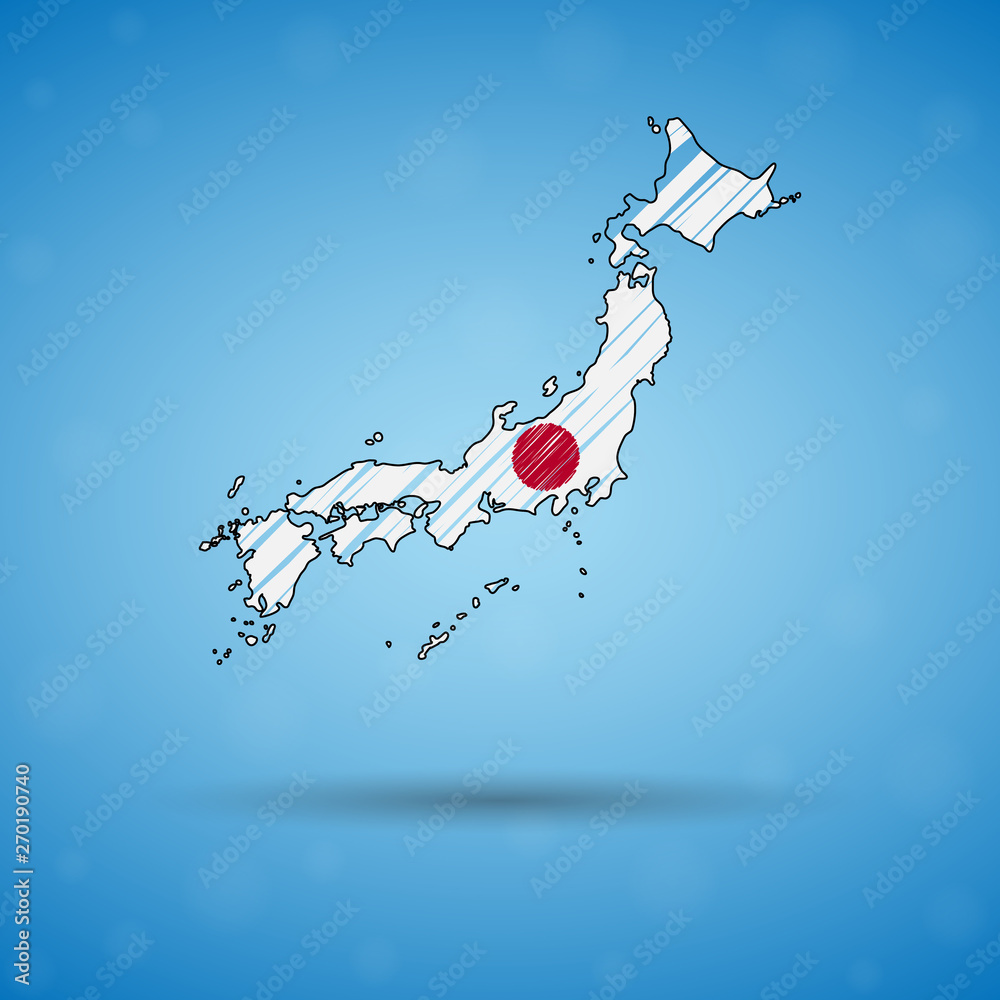 Scribble map of Japan. Sketch Country map for infographic, brochures ...