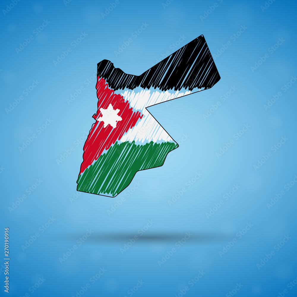 Scribble map of Jordan. Sketch Country map for infographic, brochures ...