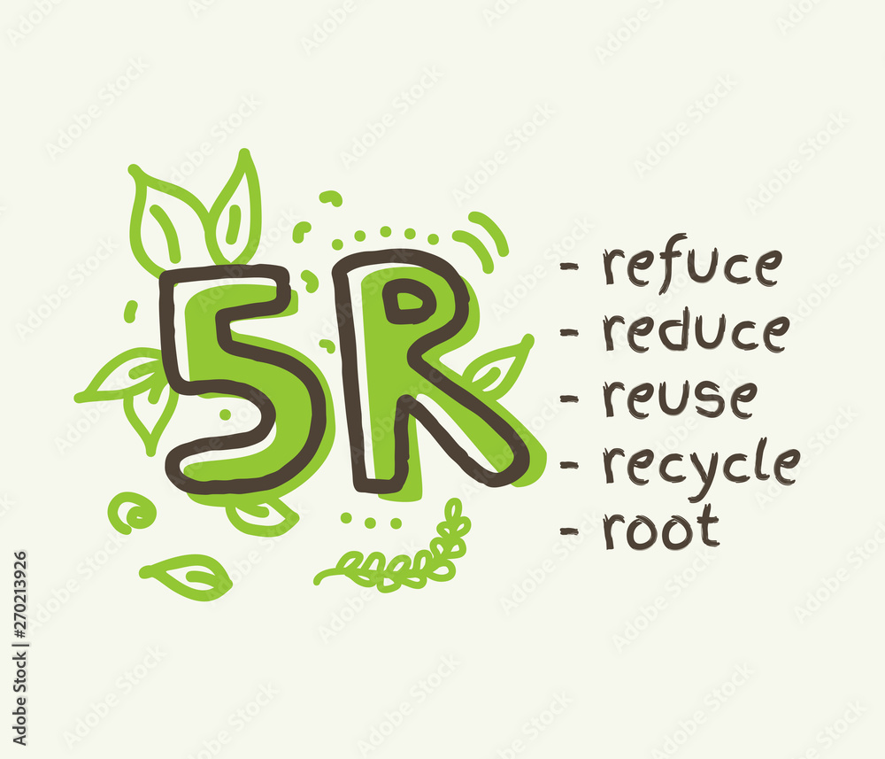 5R concept reduce, reuse , recycle, root, refuse Stock Vector | Adobe Stock