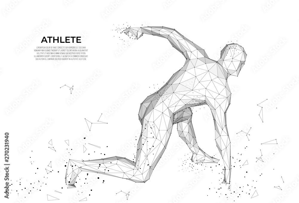 Human body low poly wireframe. Athlete, Running man from triangles, low ...