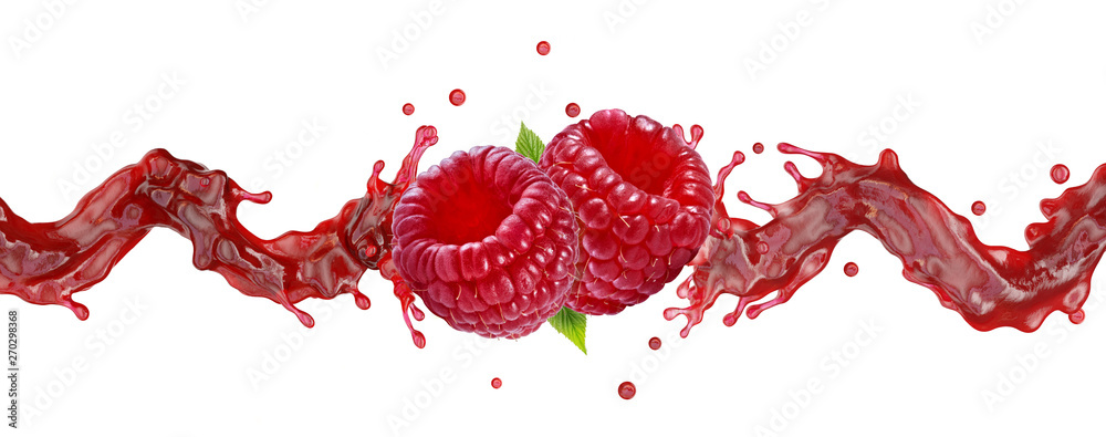 Illustration Stock Sweet fresh raspberry juice splash swirl with ripe ...