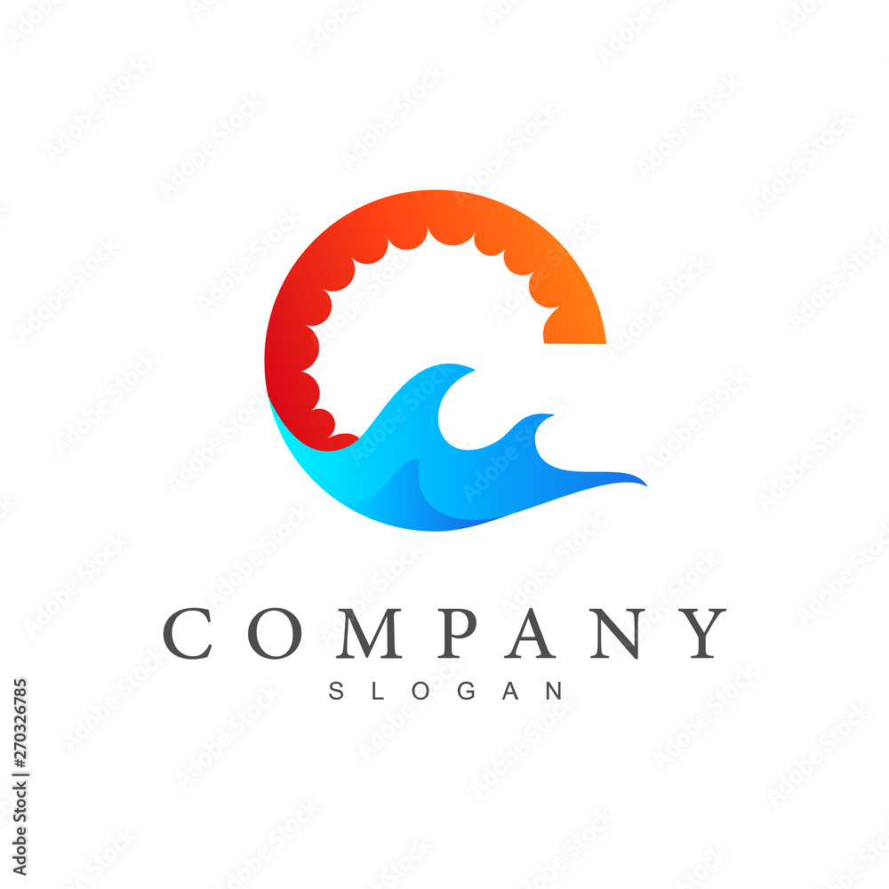 logo letter c , the wave logo and sunlight that form the letter c ...