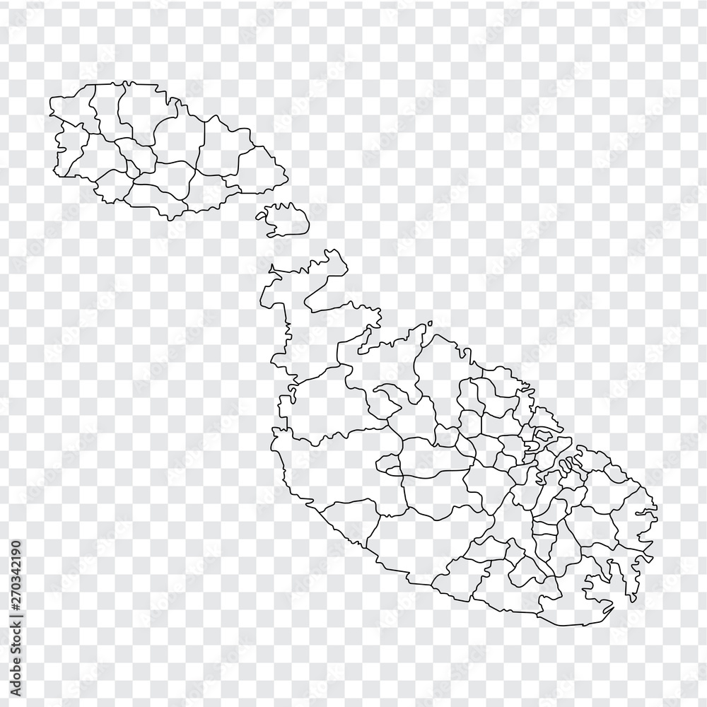 Blank map Malta. High quality map of Malta with provinces on ...