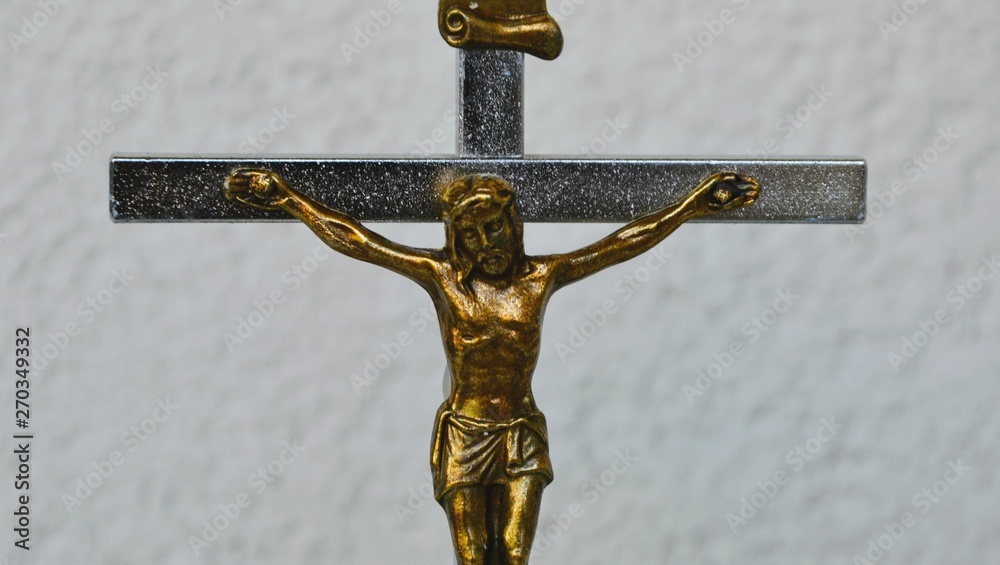 Bronze crucifix. Image of Jesus Christ on the cross. Brass Cross with crucified Jesus Christ ...