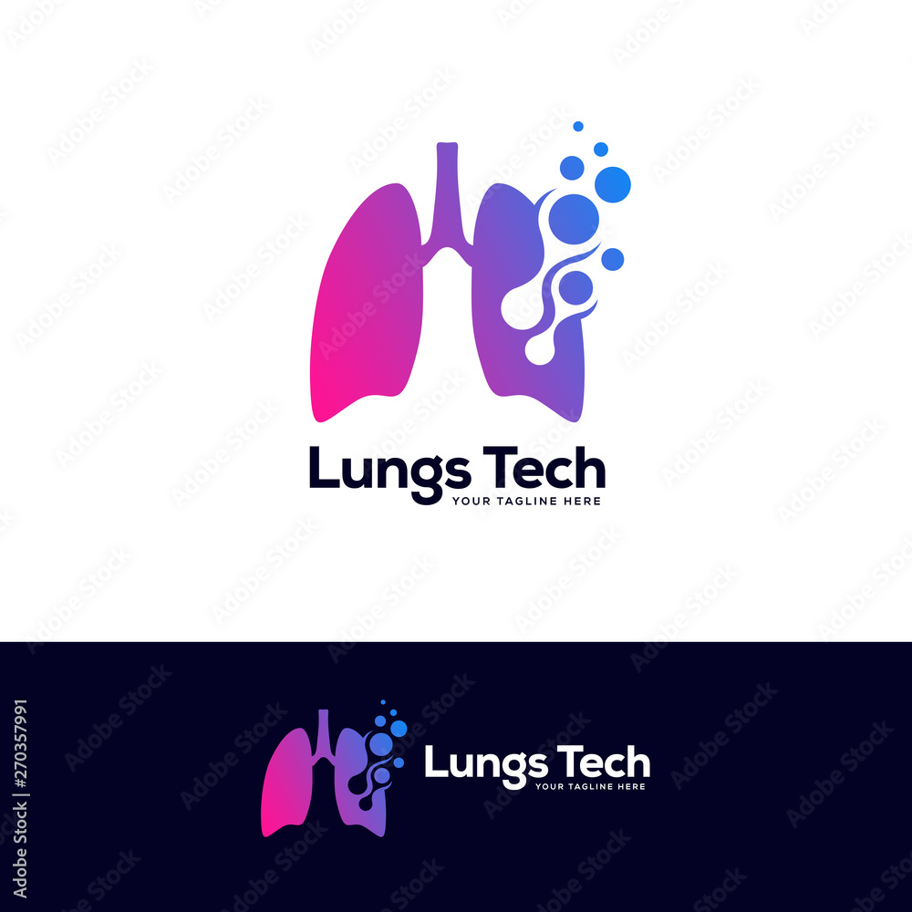 human lungs logo designs template, lungs technology logo design vector ...