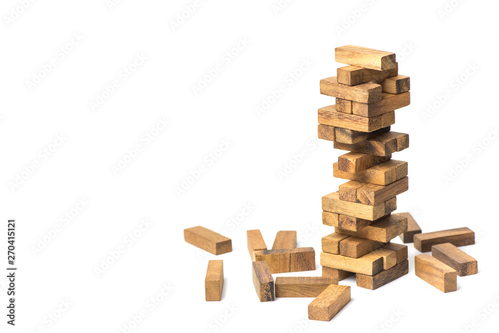Jenga game, The tower from wooden blocks from the top view, Jenga ...