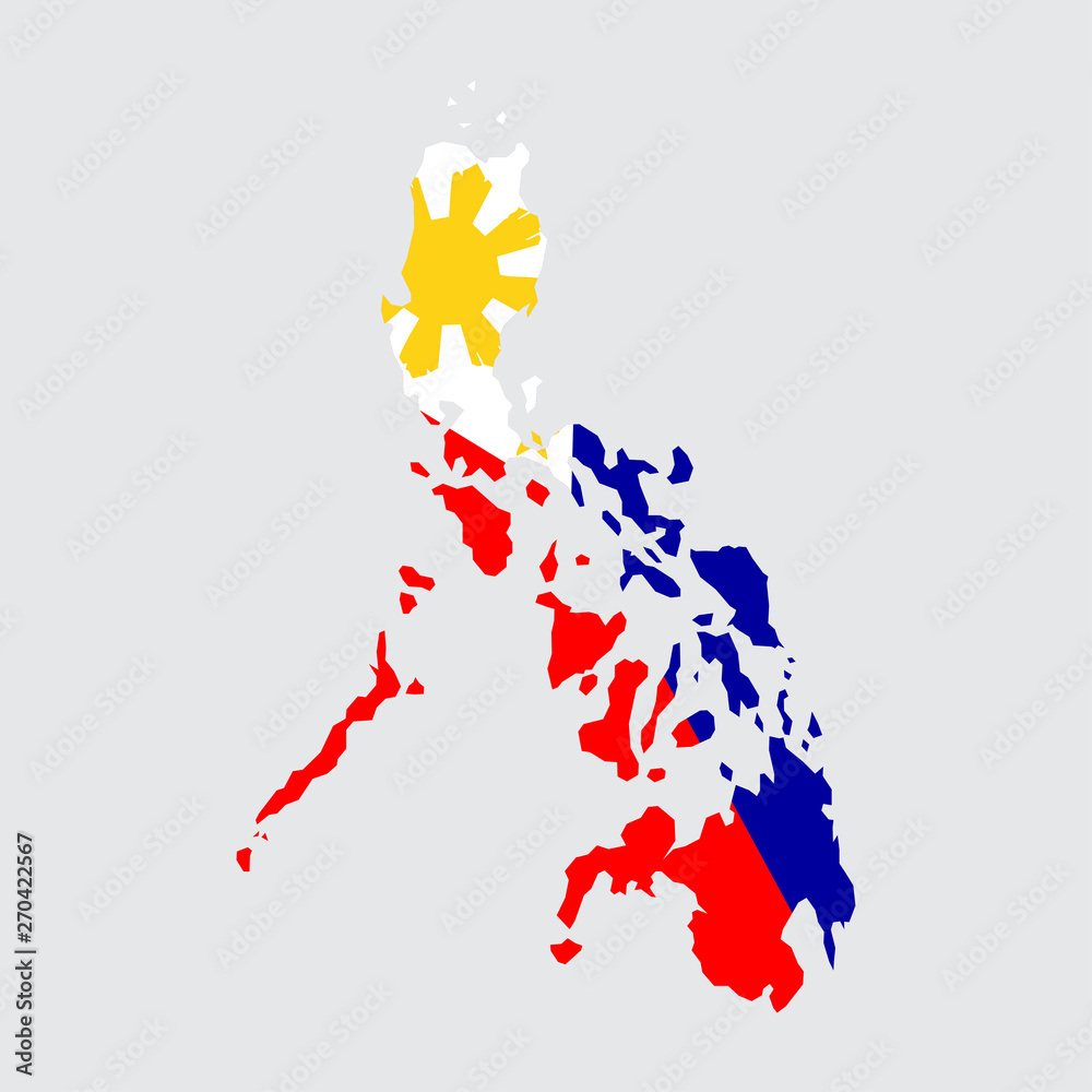 Philippines map flag on grey background Stock Vector | Adobe Stock