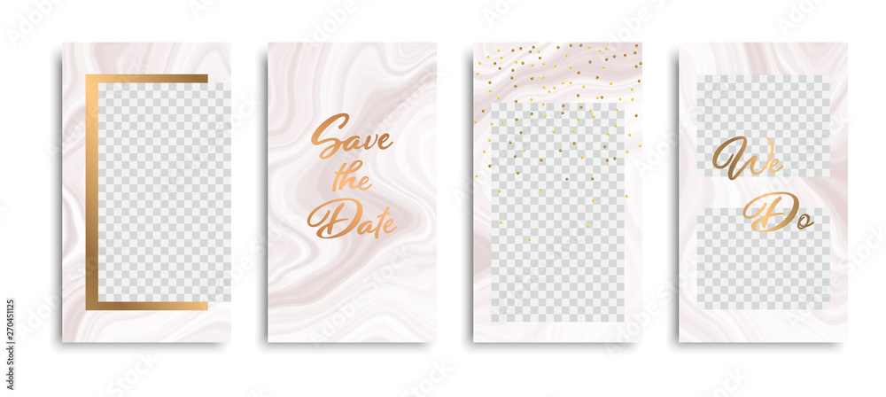 Editable instagram story template set of marble texture backgrounds ...