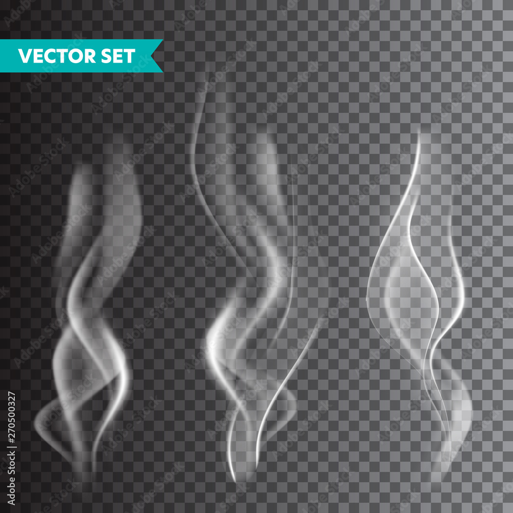 Realistic cigarette smoke set isolated on transparent background ...