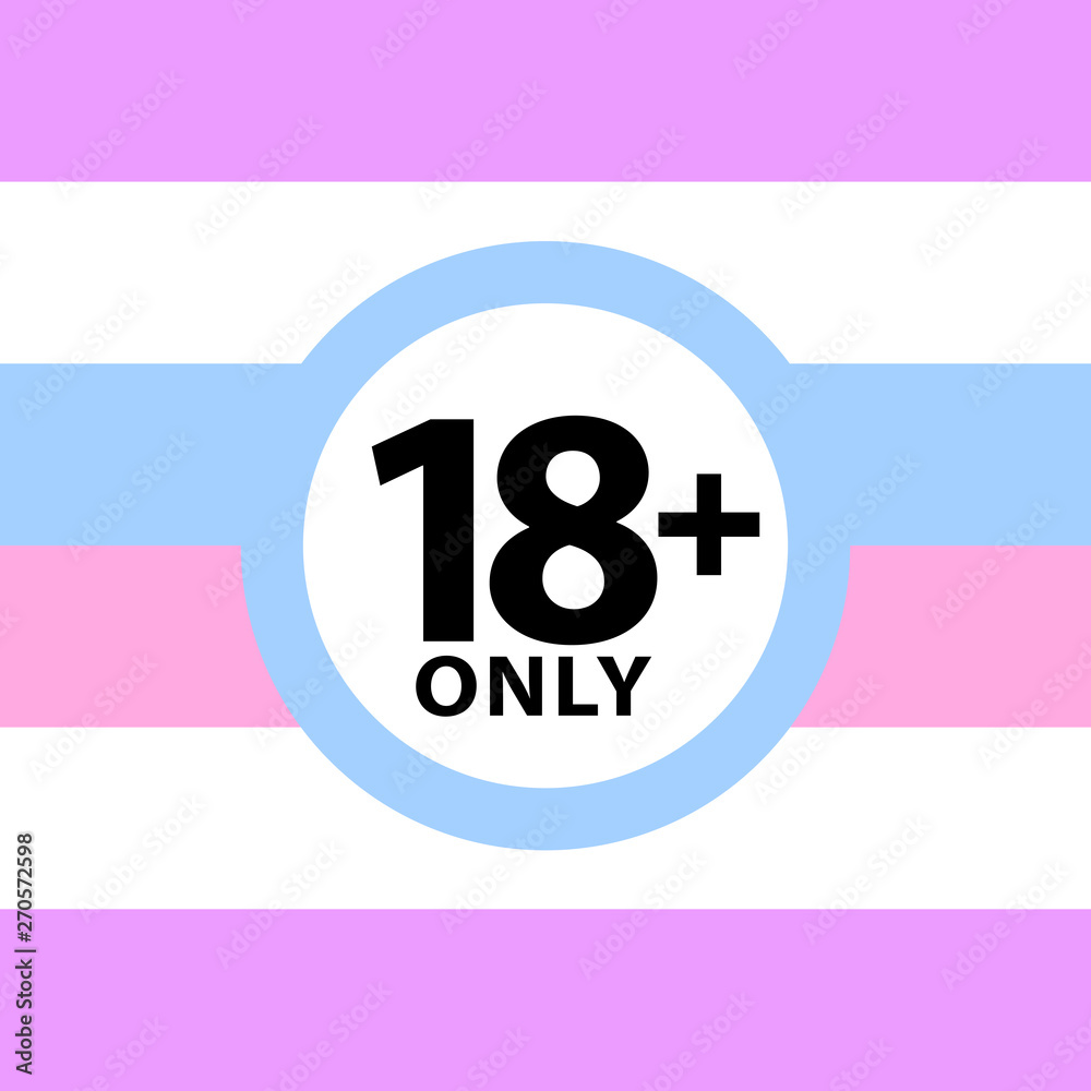 18 plus only sign warning symbol on the intersex pride flags background ...