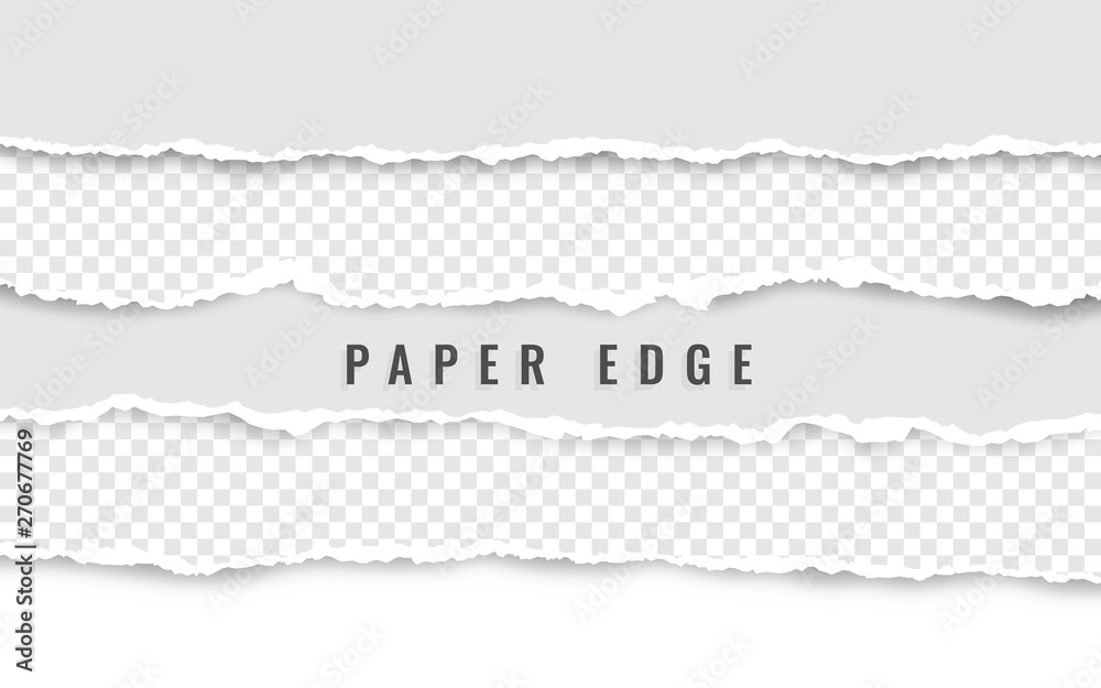 Horizontal torn paper edge. Ripped squared horizontal white paper ...