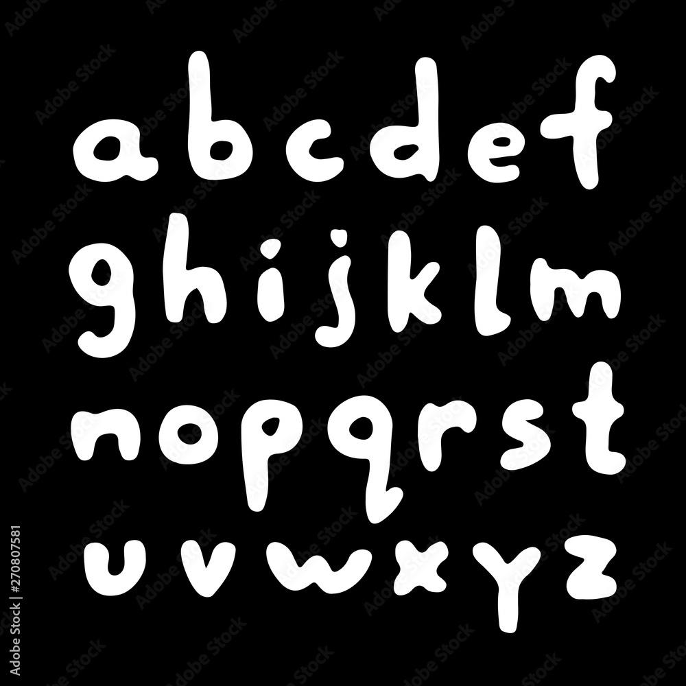 Vector de Stock Cute cartoon handwritten english alphabet with ...