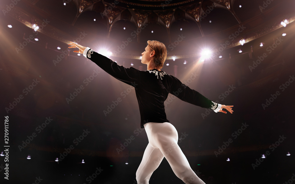 Ballet. Classical ballet performed by a couple of ballet dancers on the ...