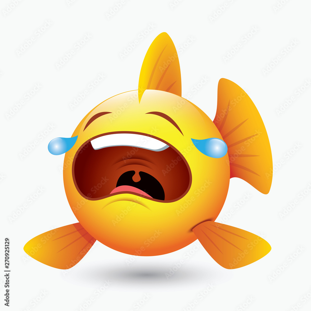 Cute crying fish emoticon, emoji 素材庫向量圖 | Adobe Stock
