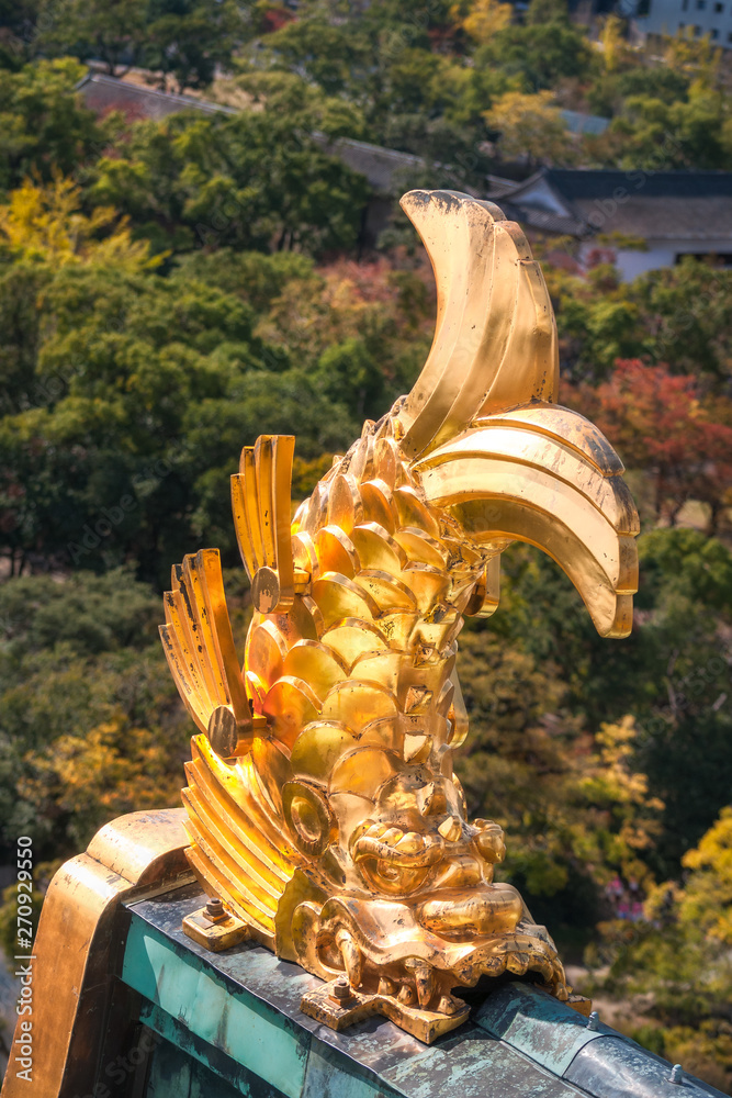 Golden Shachi - roof ornaments at Osaka Castle in Japan, are inspired ...
