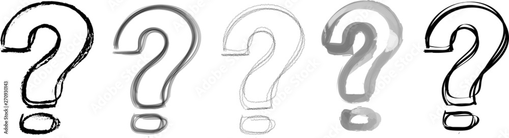 question marks interrogation points hand drawing sketches scribbles ...