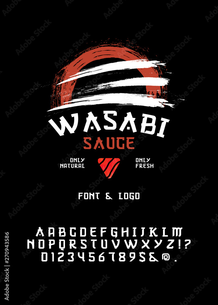 Vector handwritten display font. Japanese style Typeface. Stock Vector ...