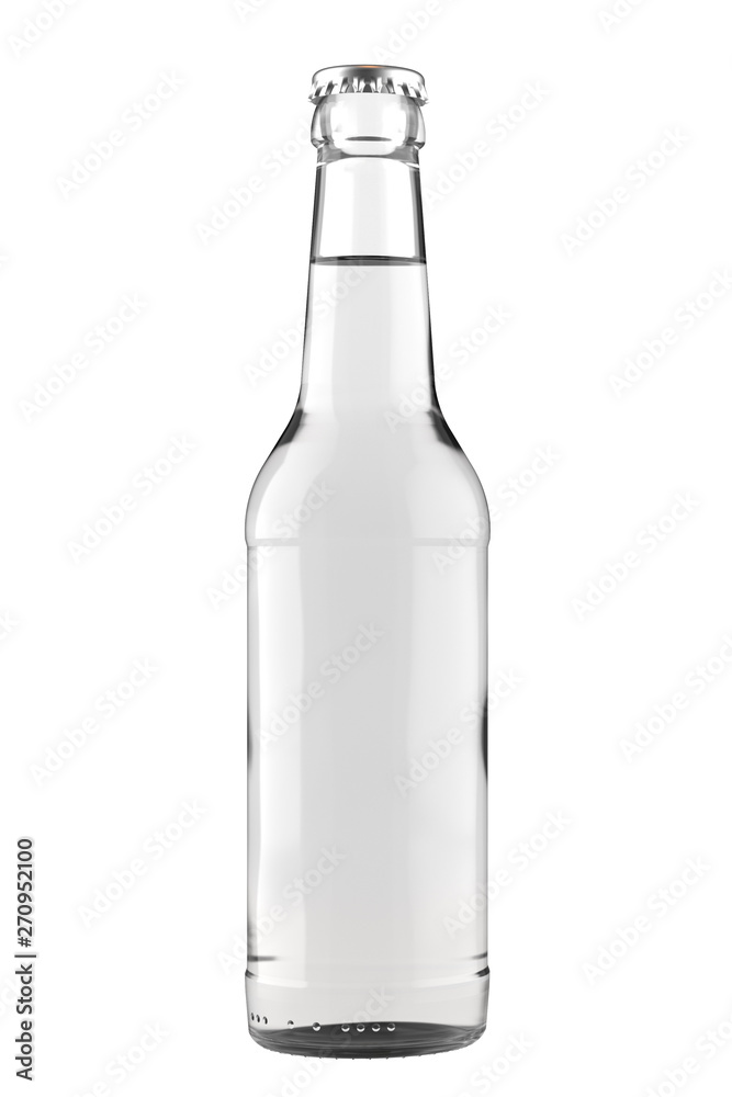 Clear white glass bottle Long Neck with a clear liquid. 12oz (11 oz) or ...