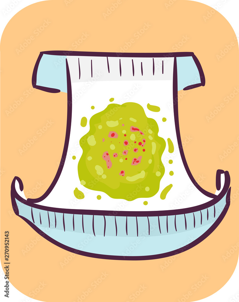 Baby Diaper Bloody Poop Illustration Stock Vector | Adobe Stock