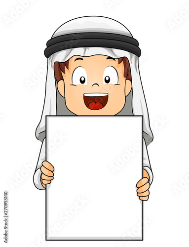Kid Boy Qatari Blank Board Illustration Stock Vector | Adobe Stock