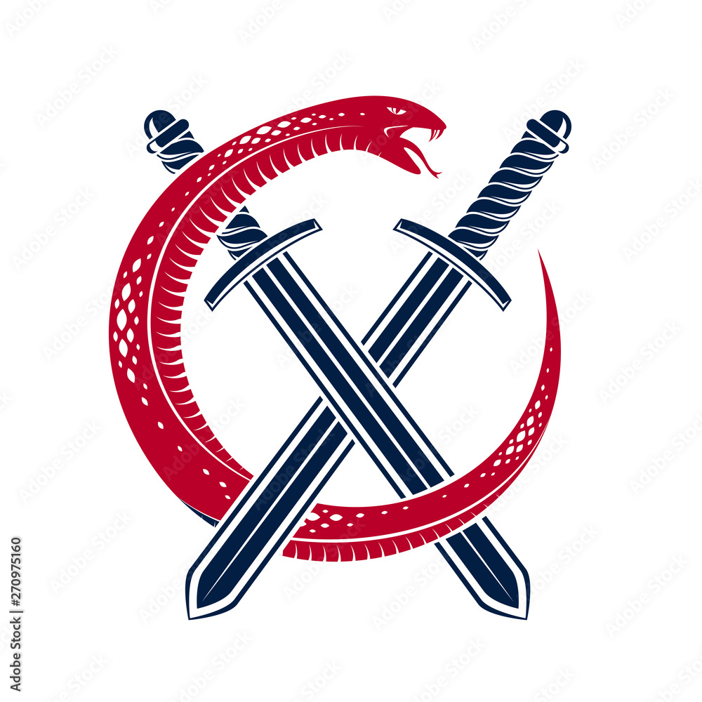 Snake and Dagger, Serpent wraps around a sword vector vintage tattoo ...