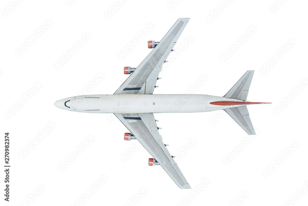Aerial top view of Airplane isolated on white background with clipping ...