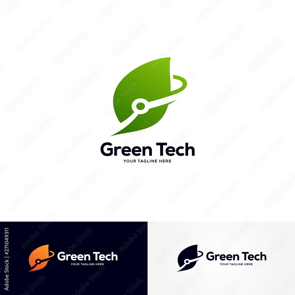 green tech logo designs template, creative technology logo symbol Stock ...